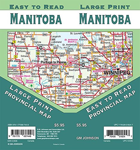 Manitoba Large Print, Manitoba Provincial Map: Lucidmap / GM Johnson ...