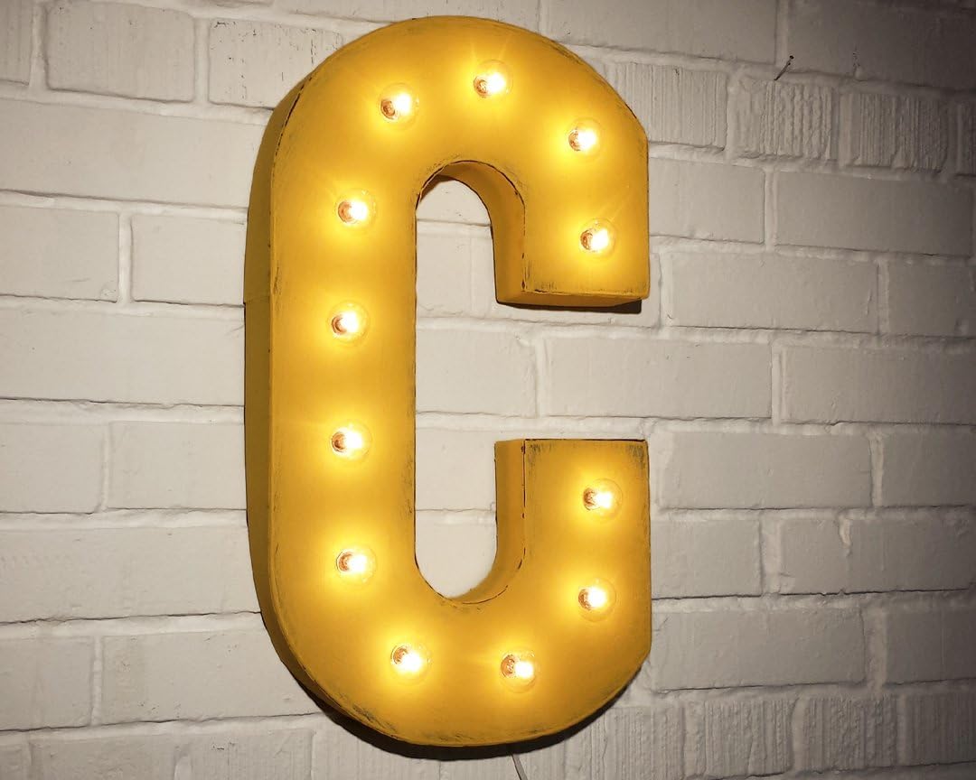 Amazon.com: YELLOW Letter "C" Large Metal Rustic Nostalgic Industrial ...