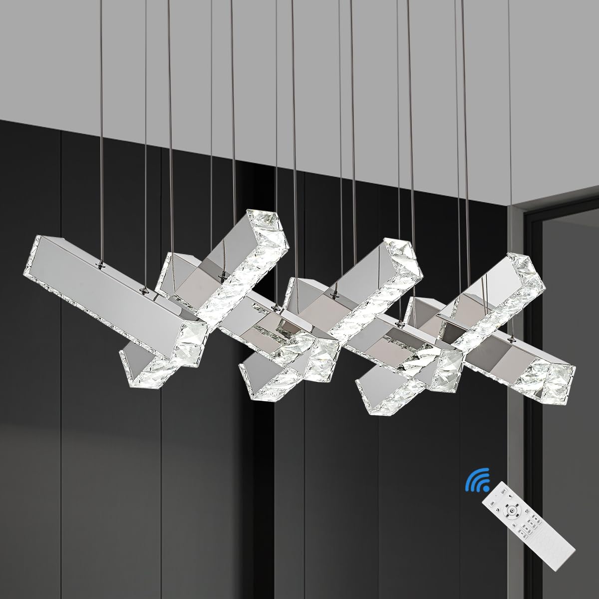 Salaiwei 30.3" Rectangle Chandeliers for Dining Room, Adjustable LED ...