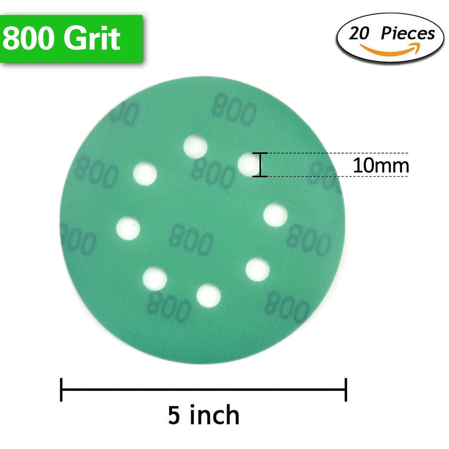 Snapklik.com : 5 Inch Sanding Disc 800 Grit, Wet Dry Film-Backed 5” 8 ...