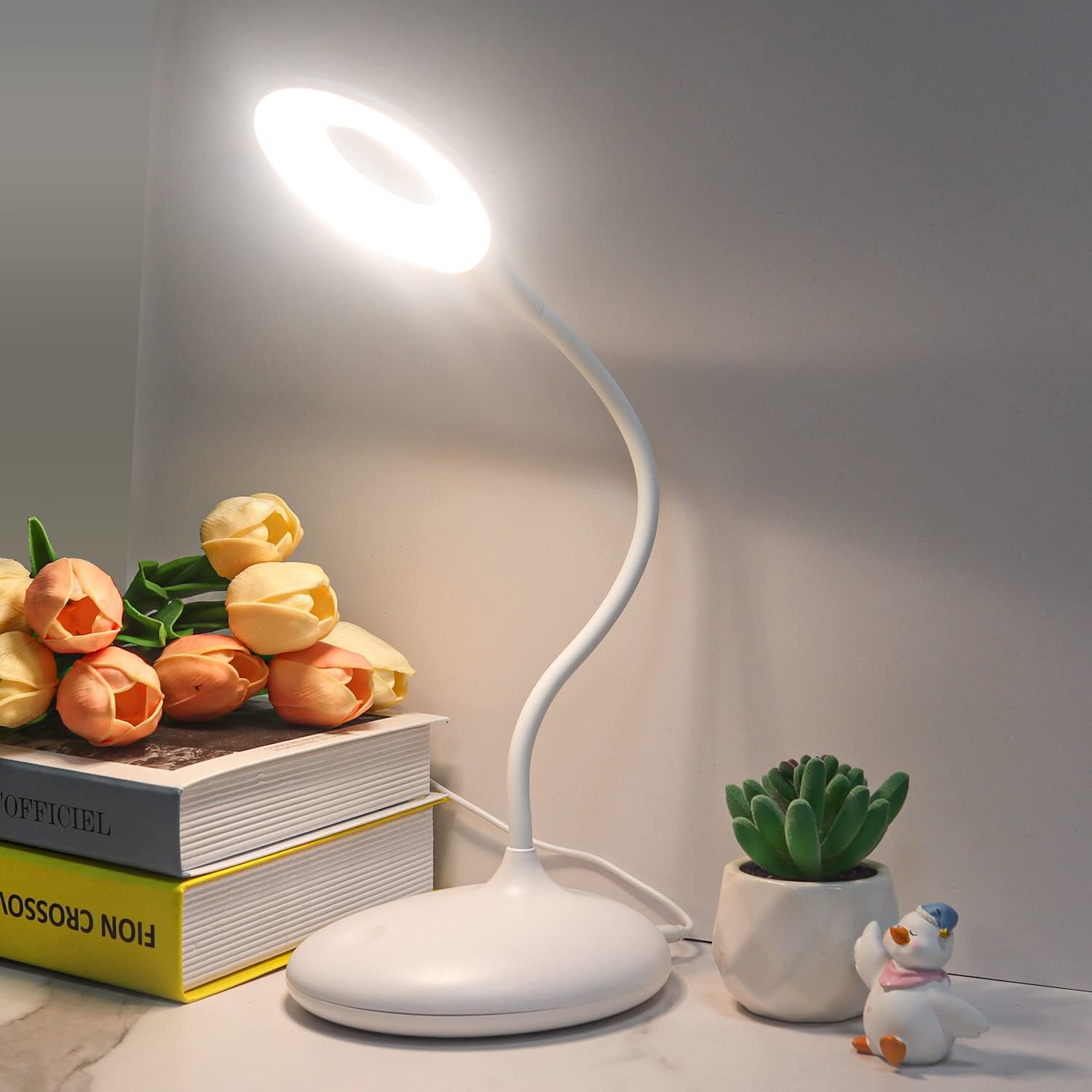 AVEVA Small Desk Lamp,LED Desk Light 3 Lighting Modes Stepless Dimming,Table Lamp 5W Touch ...