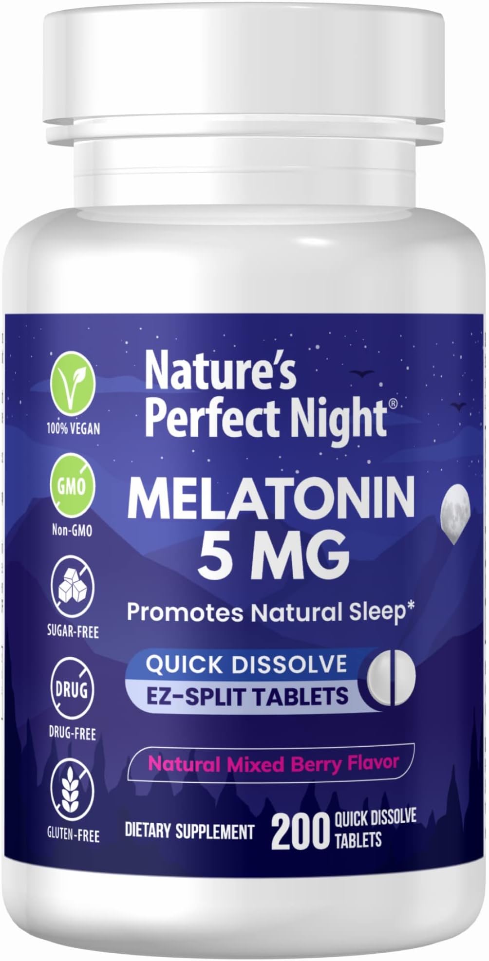 Amazon.com: Nature's Perfect Night | Melatonin 5mg | 200 Quick Dissolve ...