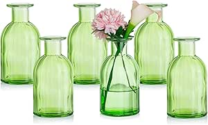 Amazon.de: Glasseam Kleine Vasen Set Glasvase, 6 Stück Mini Blumenvase Grün Vintage Vase Glas ...