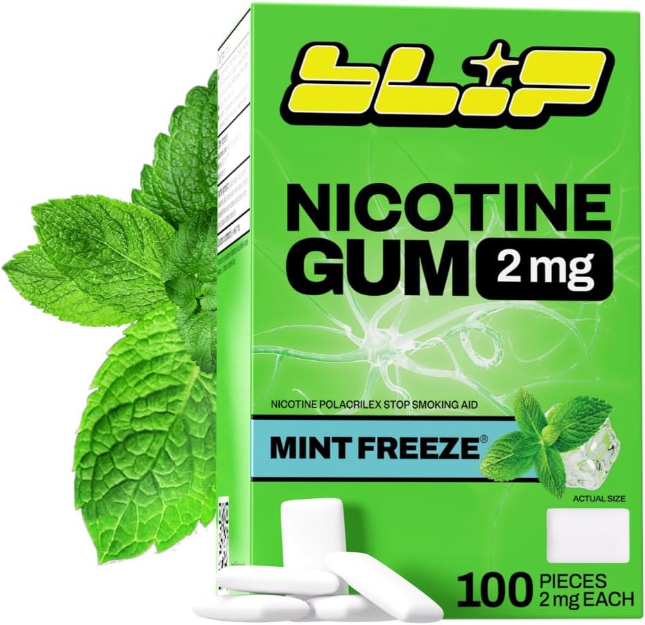 Amazon.com: Blip NRT Nicotine Gum - 2mg Mint Freeze Flavor (100 Count) - Help Quit Smoking Aid ...