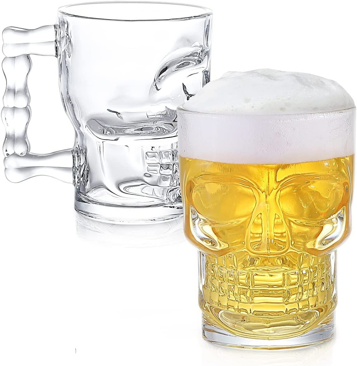 Buy GOTTIZ Skull Face Beer Mug Drinking Glasses with Handle Heavy Base ...