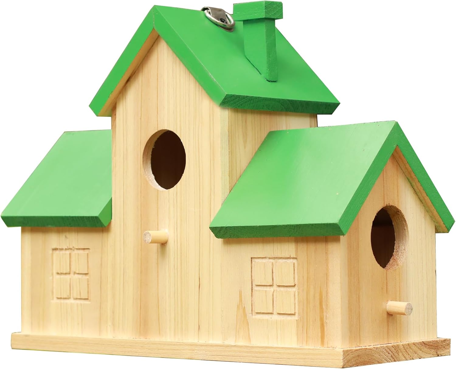Outdoor Green Birdhouse, Outdoor 3-Hole Birdhouse, Room for 3 Birds ...