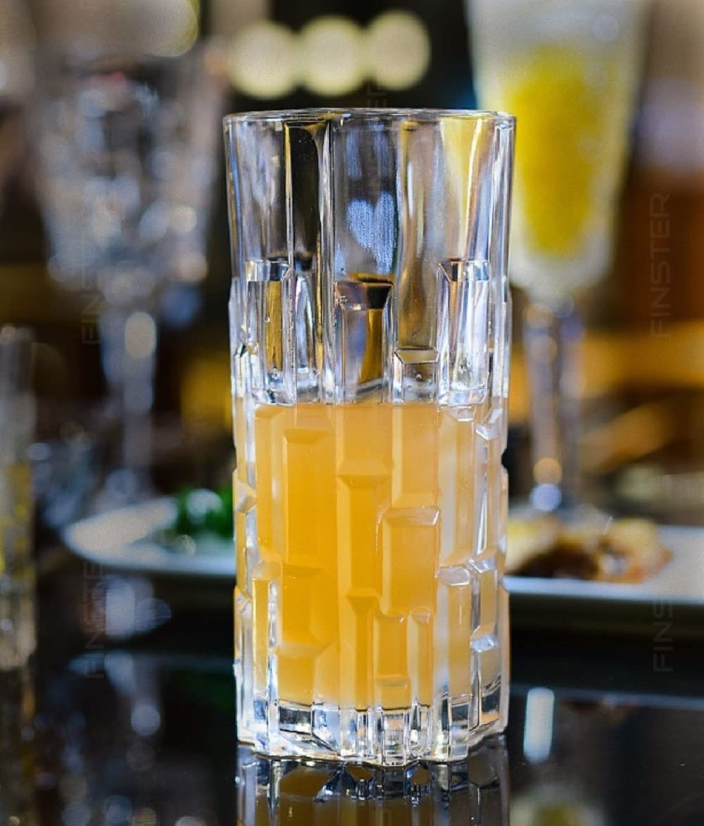 FINSTER Glass Premium Juice Water Glasses Set of 6-300ml, Transparent ...