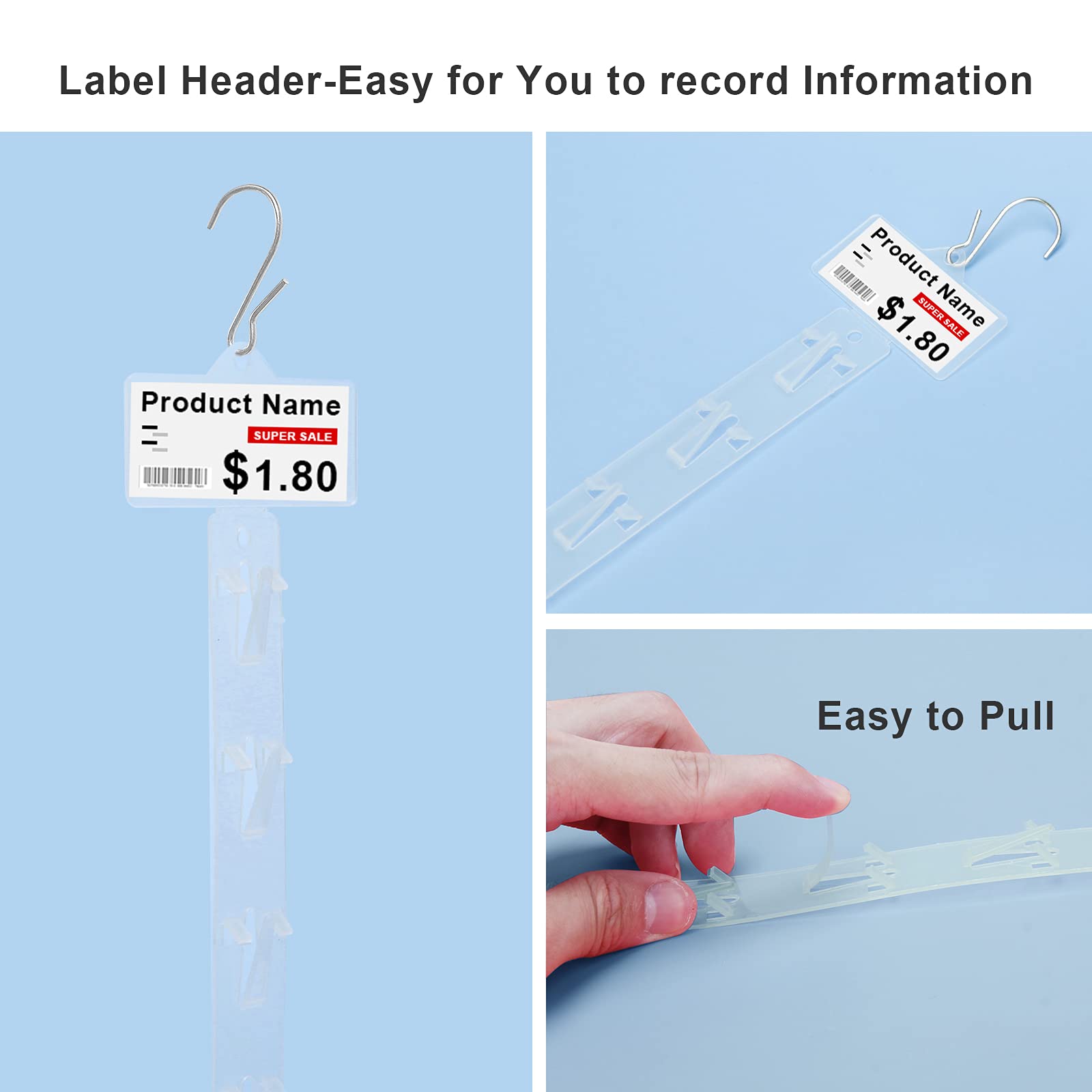 10Pcs Station Display Strips Plastic Hanging Display Strips with Hooks ...