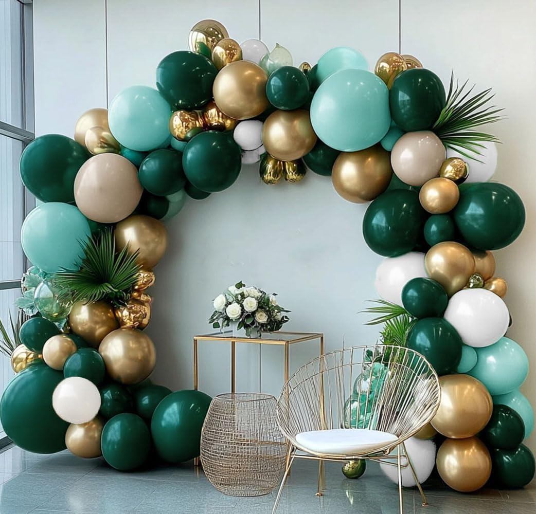 Amazon.com: Dark Green Balloon Arch Kit - Double Stuffed Light Mint ...