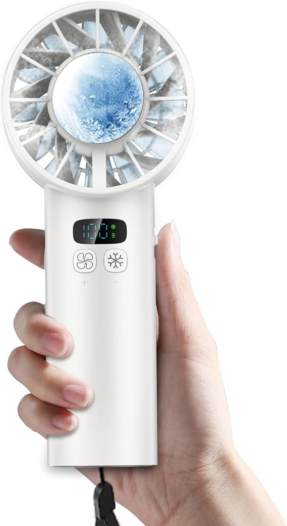 Amazon.com: 2025 Portable Handheld Ice Fan, Turbo Cooling Fans, 5200mAh ...