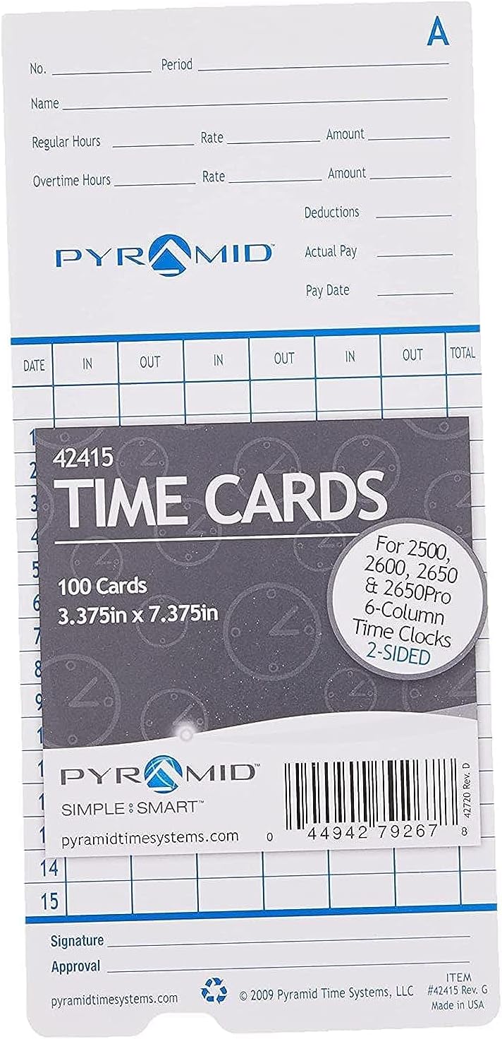 Amazon.com : PaperCloud Weekly Time Cards, Single Sided, 3 1/2 x 9, 220 ...