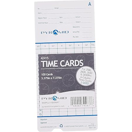 Amazon.com : Pyramid™ 30% Recycled Time Cards for Pyramid Models 4000 ...