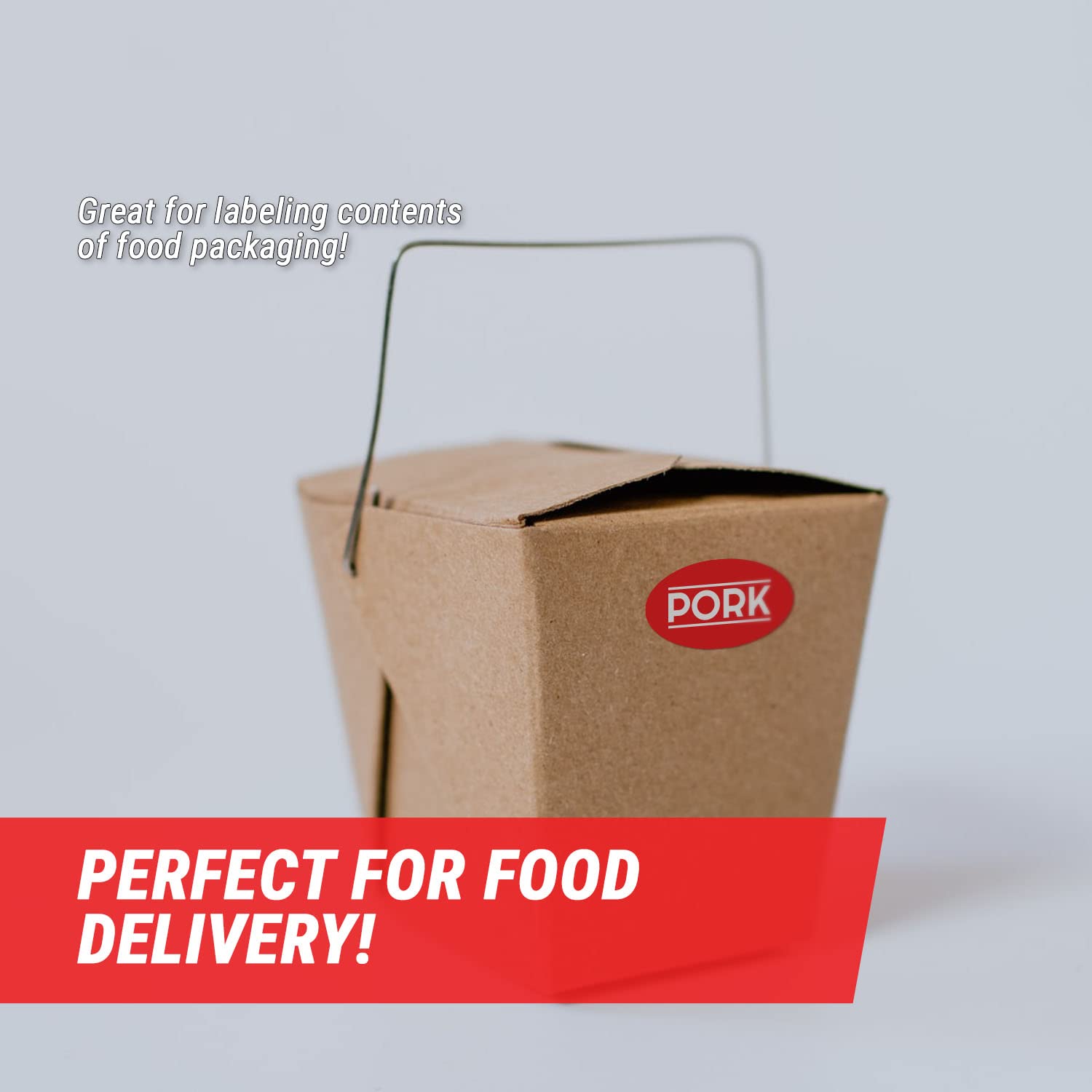 Snapklik.com : Pork Stickers - 1.75 X 1 Inch Pork Meat Labels In Bright ...