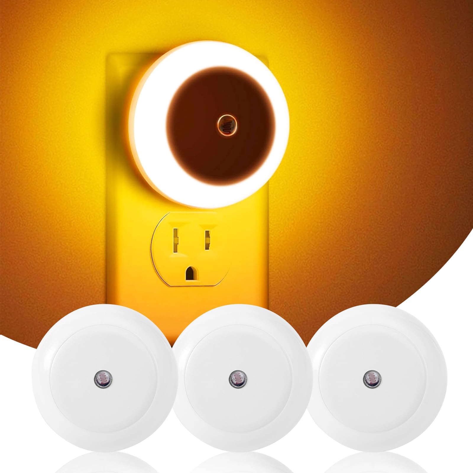 3 Pack Plug in LED Night Lights, Auto Dusk to Dawn Sensor Night Lights ...