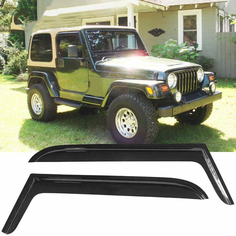 Window Visor 2-Piece Dark Smoke Window Deflectors For 97-06 Jeep ...