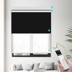 Amazon.com: ZSTARR Motorized Double Smart Blind for Window with Remote Control, Automatic ...
