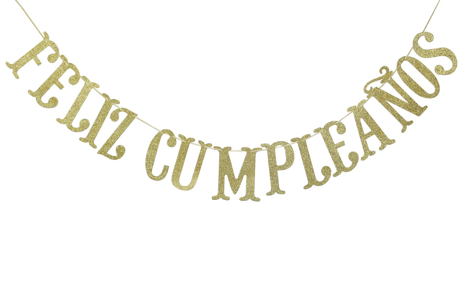 Firefairy Feliz Cumpleanos Gold Glitter Banner Happy Birthday Fiesta ...