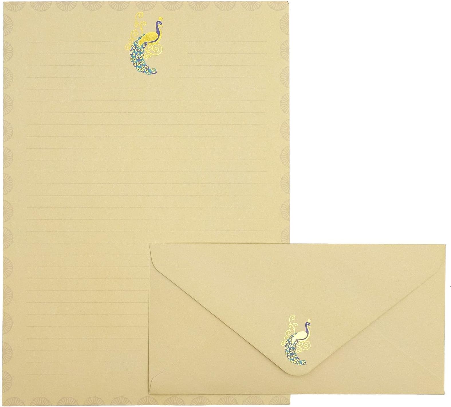Amazon.com : Full Peacock Print with Border Stationery Letter Paper ...