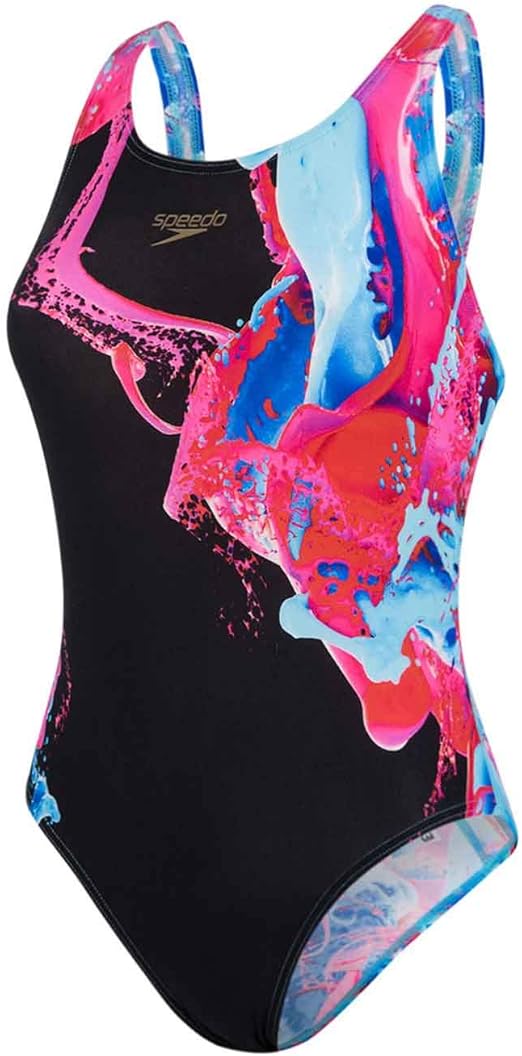 Speedo Women's Colourflood Placement Digital Powerback Swimsuit (Pack ...