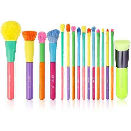 Amazon.com: Docolor Makeup Brushes 15 Pcs Colourful Makeup Brush Set ...