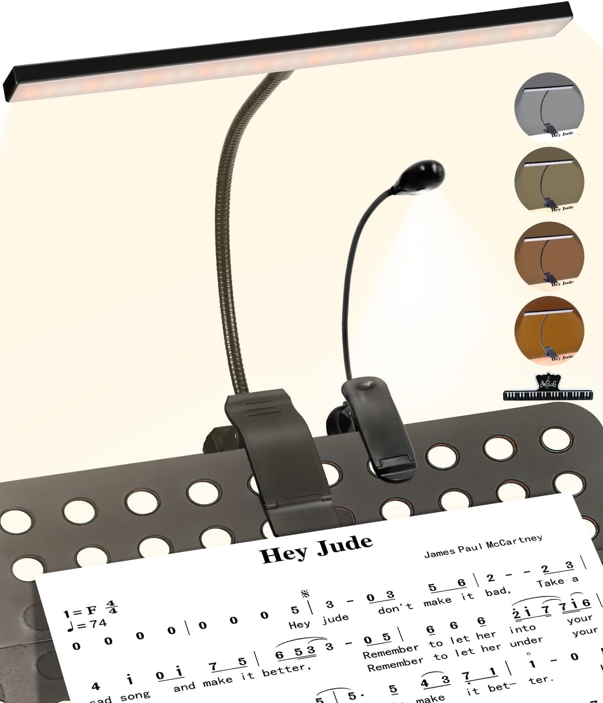 Amazon.com: Music Stand Light - 18 LED Clip-On Piano Lamp, 4 Color & 12 ...