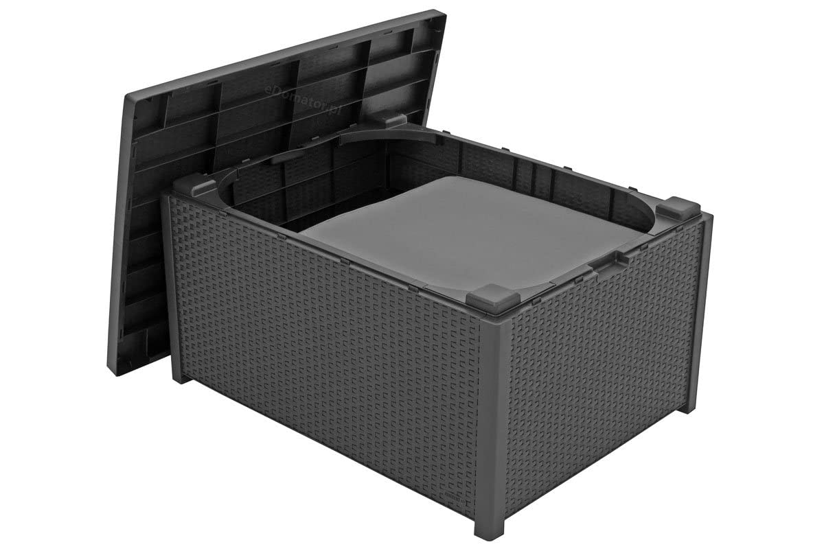 Buy Keter Corfu Box 4 Seater garden Furniture Set Graphite with Grey ...