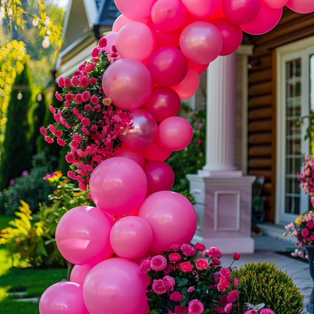 Amazon.com: SUWEN Fuchsia Balloons Different Sizes Kit 77PCS 10 Inch 5 ...