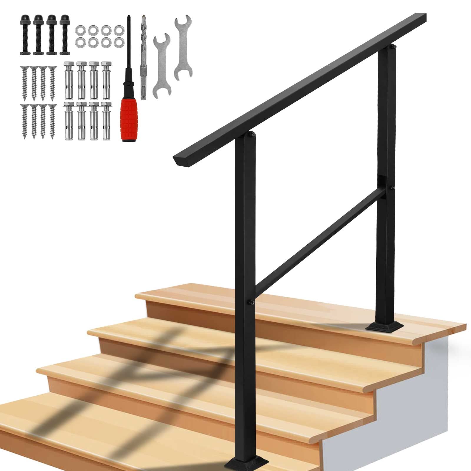 TONAHUTU Outdoor Handrails for Steps, Stair Railing Fits 3 to 5 Steps ...