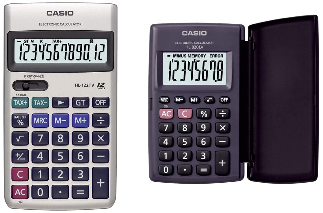 Casio HL-122TV Portable Calculator with Metal Faceplate & GT Key, 12 ...