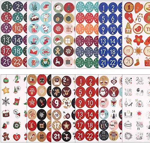 Amazon.com: 192pcs/16 Sheets Christmas Advent Calendar Stickers, 24 ...