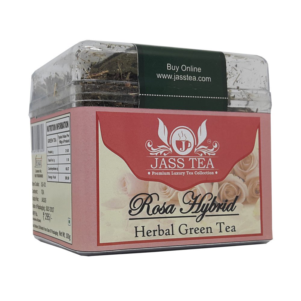 Jass Tea Rose Herbal Green Tea - Square Jar 100 Gms : Amazon.in ...