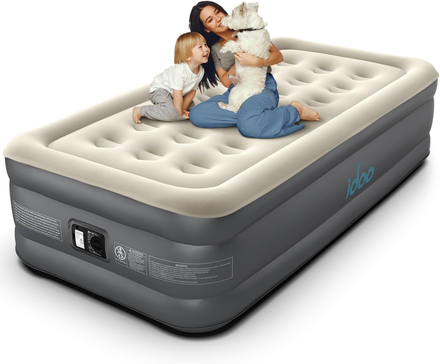 Amazon.com: iDOO Twin Air Mattress with Built in Pump, 18" Raised Comfort Blow up Mattress ...