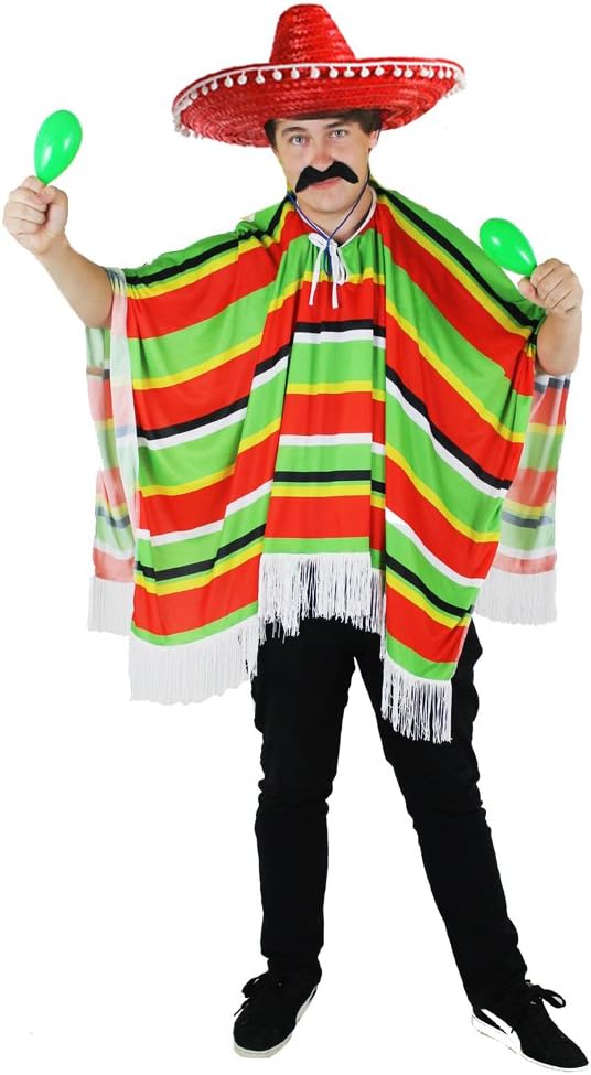 0207VP7JZJT Costume de Bandit Mexicain - Poncho, Sombrero - Homme ...