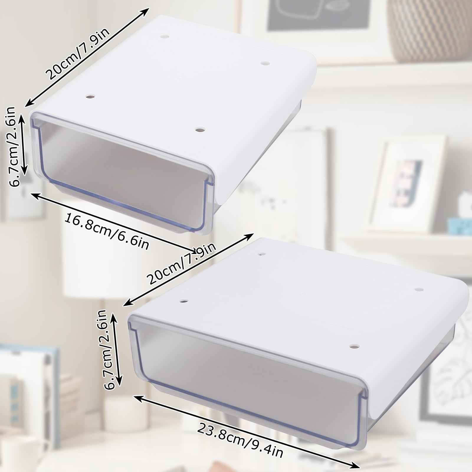 Snapklik.com : 2 Pack Under Desk Drawer Slide Out, Self-Adhesive Under ...