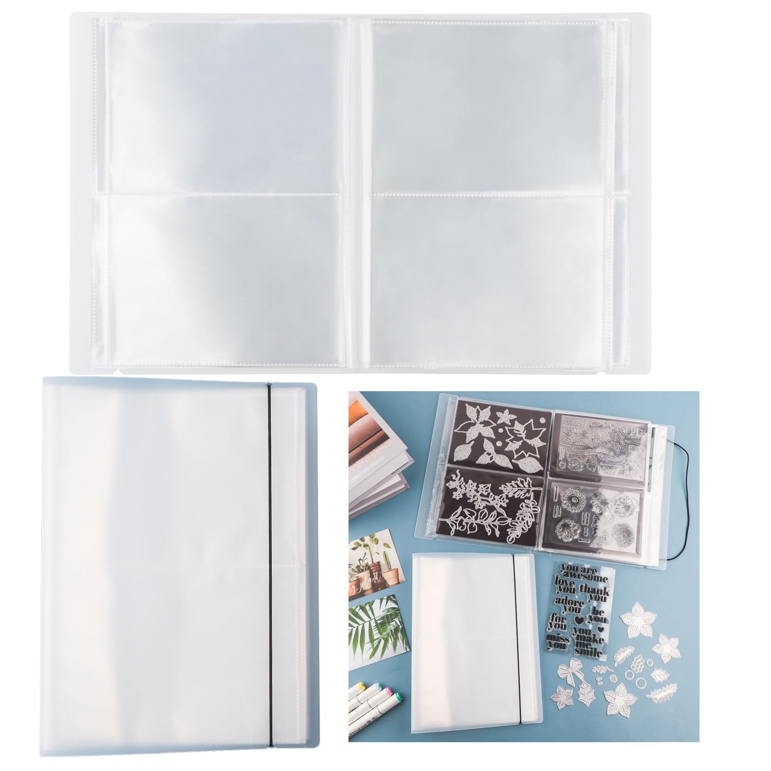 OTCRAFT 20 Pages80 Pockets /1Set Large Clear Sticker Photo Storage ...