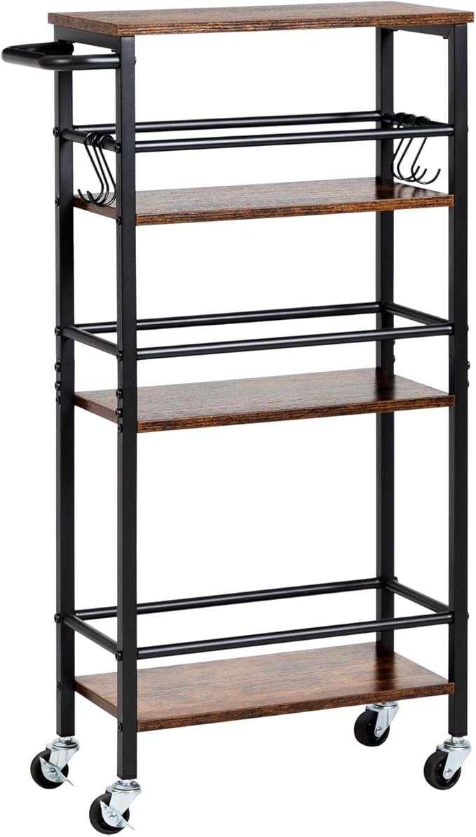 Amazon.com: LOAKEKEL Slim Rolling Cart, 4-Tier Storage Cart on Wheels ...