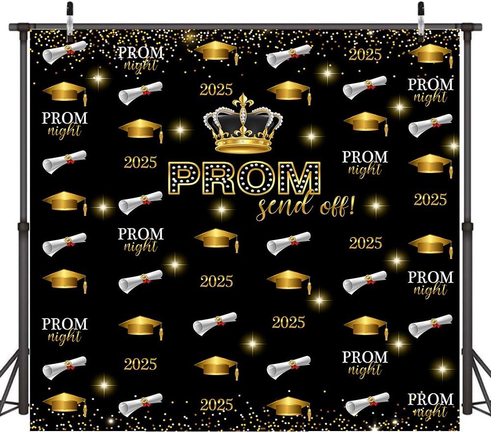 Amazon.com : Lofaris Prom Send Off 2025 Photo Backdrop Black and Gold ...