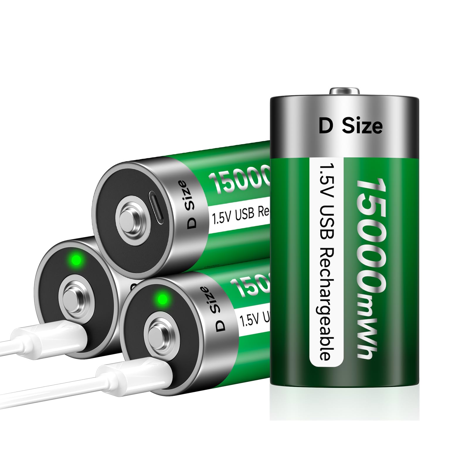 Amazon.com: USB D Rechargeable Batteries Lithium 1.5V Constant Output ...