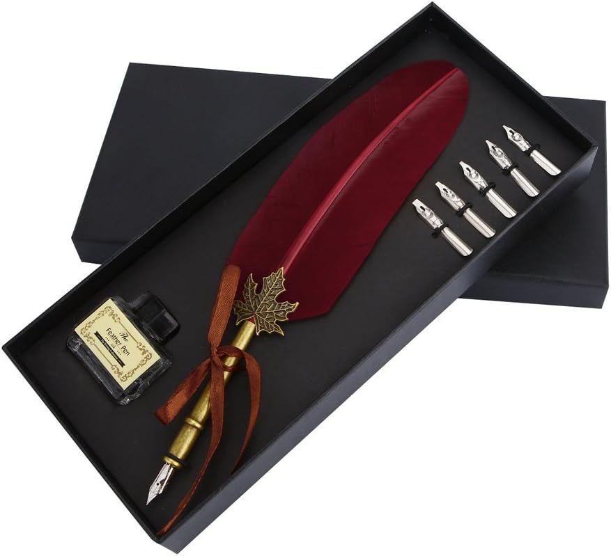 Amazon.com : SpyShop Feather Quill Pen Vintage Feather Dip Ink Pen Set ...