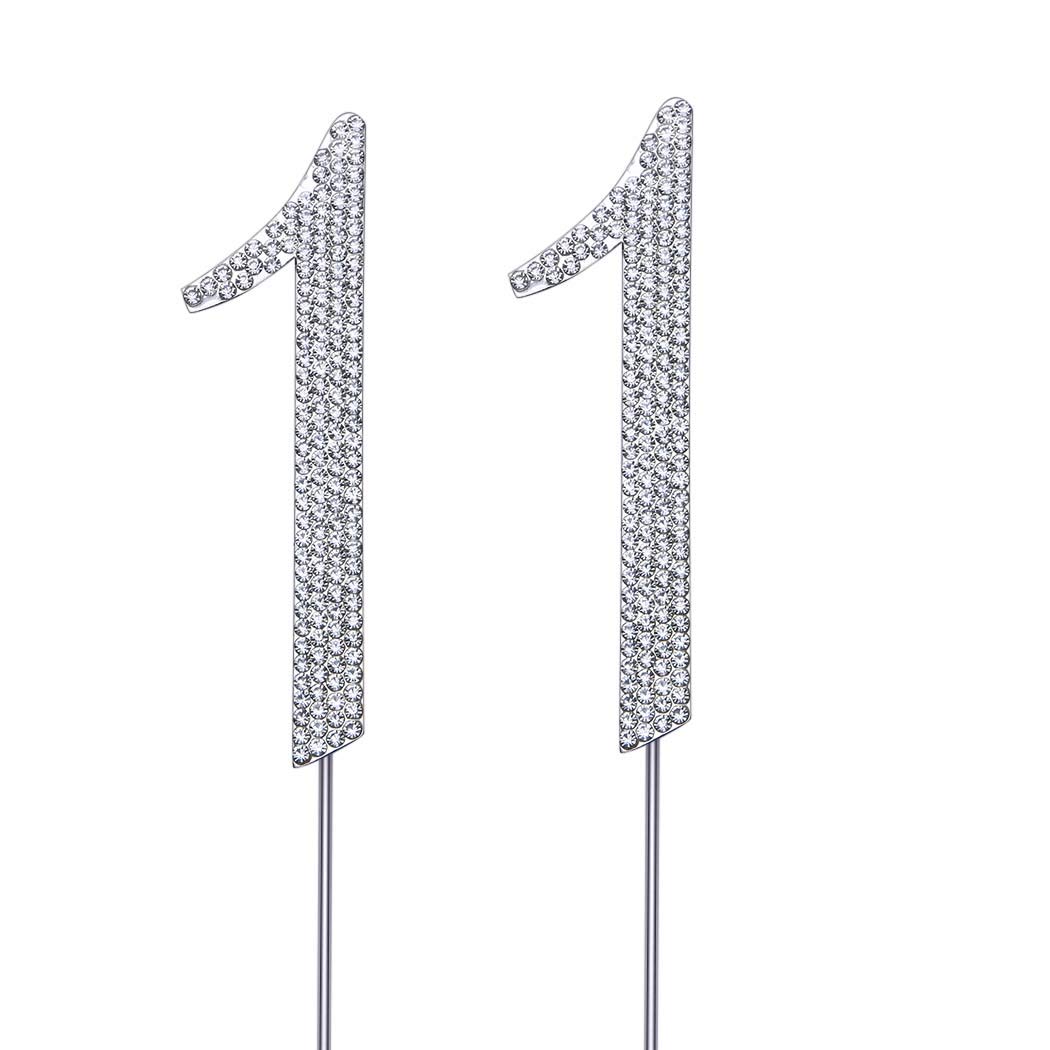 Amazon.com: MAGJUCHE Silver 11" Crystal Cake Topper, Number 11 ...