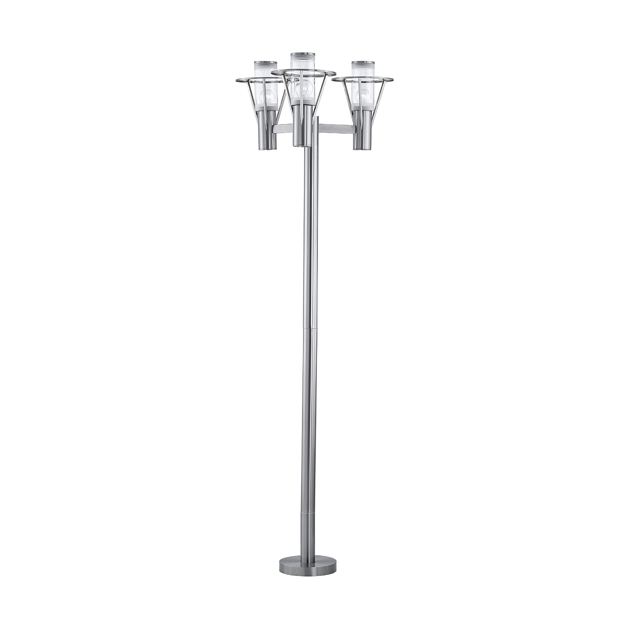 EGLO Belfast 3-Head Outdoor Street Post Lighting Waterproof Stainless ...