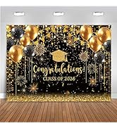 Amazon.com : Mocsicka Blue and Gold Graduation Backdrop Congratulations ...