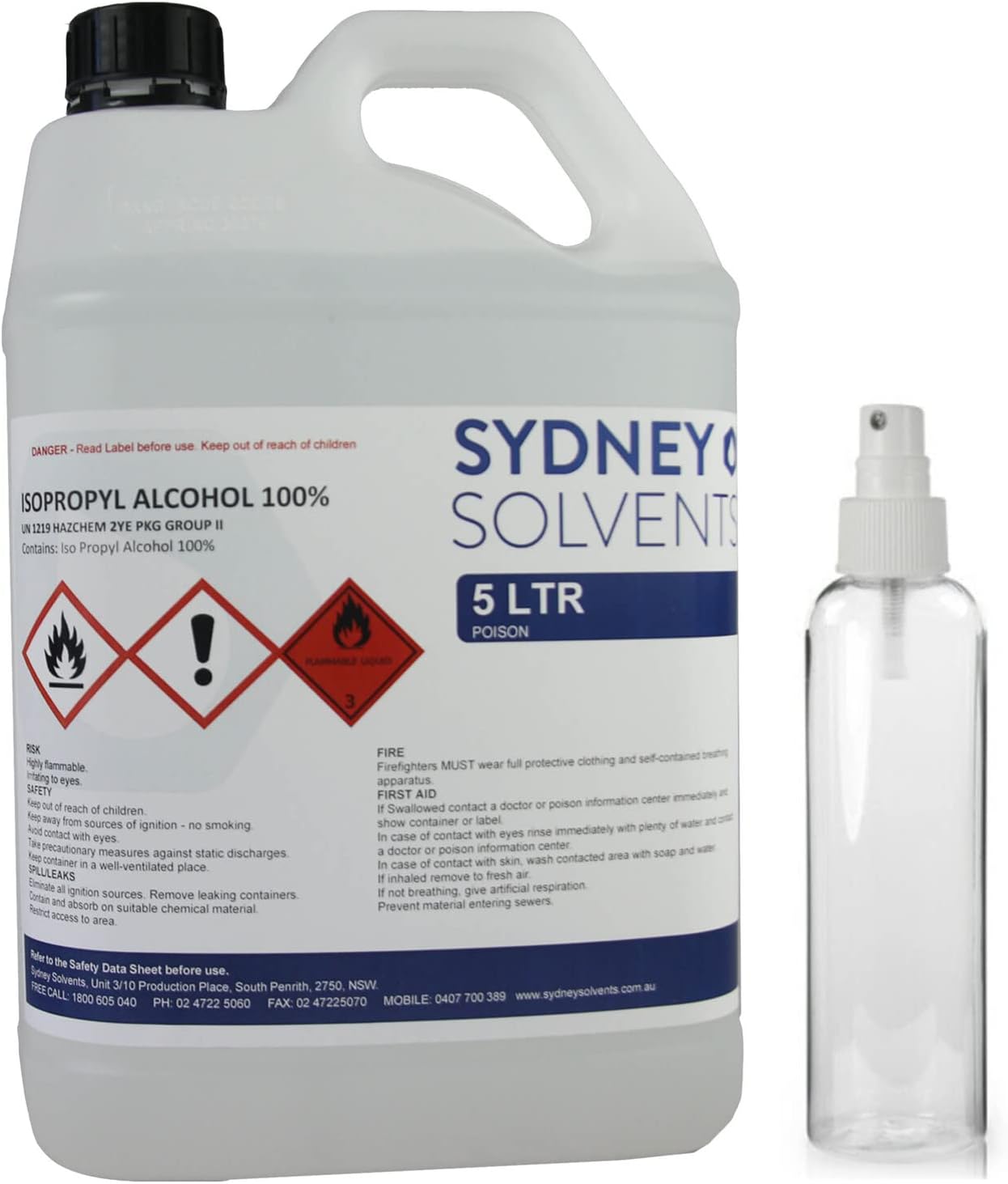 IsoPropyl Alcohol - IPA Isopropanol 100% 5 Litre with 250ml Spray ...