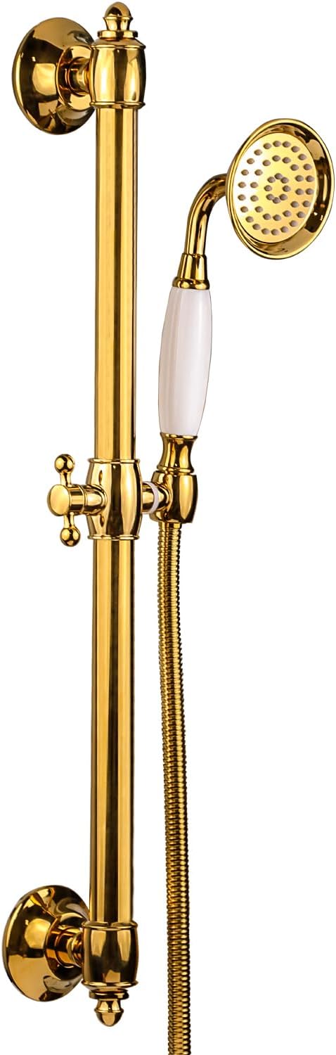 ECOSPA Amber Gold Shower Kit with 6 Function Handset, 1.5m Metal Shower ...