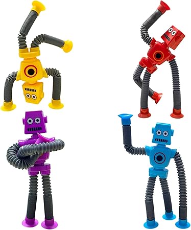 Steemjoey 4PCS Telescopic Suction Cup Robot Toy, Sucker Pop Tubes ...
