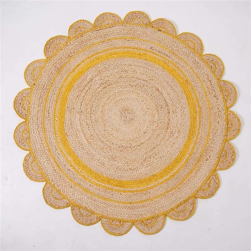 Amazon.com: GI Loom Round Scalloped Hand-Braided Hemp Rug – Natural ...