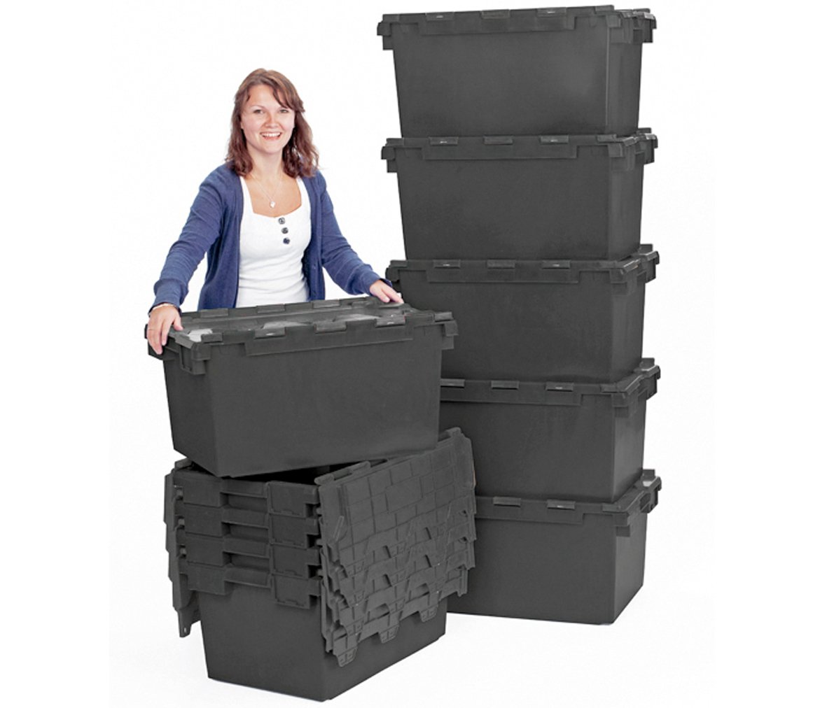 Plastor 10 x Large Plastic 80 Litre Heavy Duty Storage Boxes (71 x 46 x ...