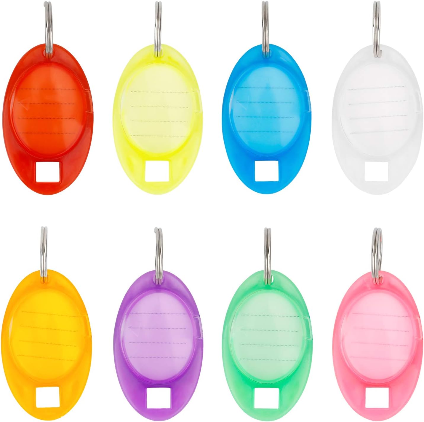 Uniclife 24 Pieces Tough Plastic Key Tags Oval Shaped Label Tag with ...