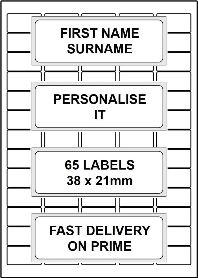 65 Personalised, Washable Sticky Name Labels (No-Iron) for Kids School ...