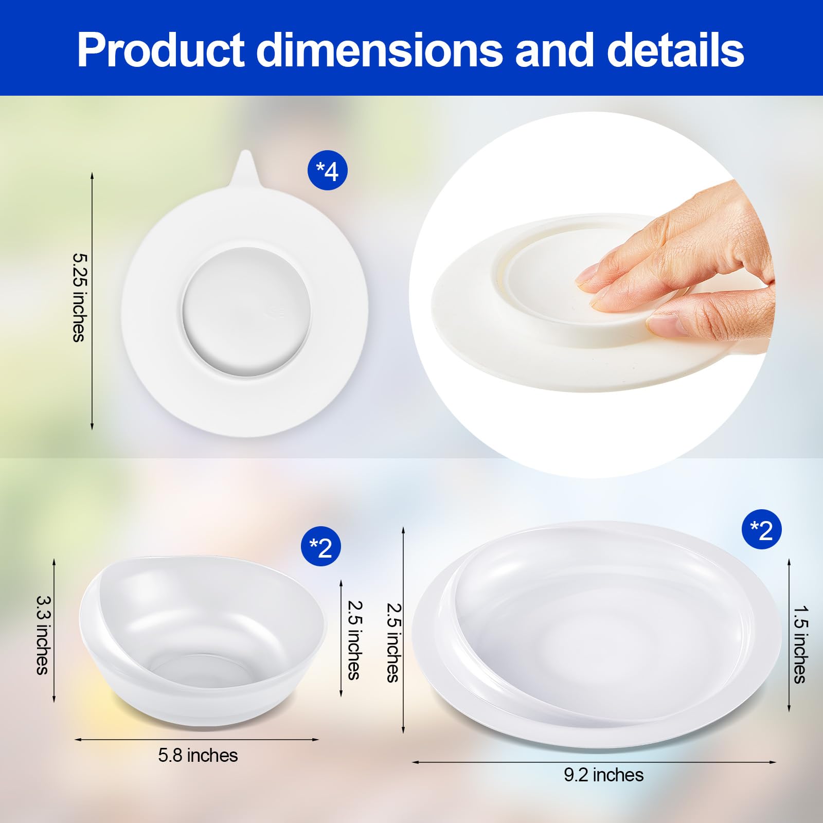 Snapklik.com : Hushee 2 Sets Adaptive Spill Proof Scoop Bowl And Plate Set
